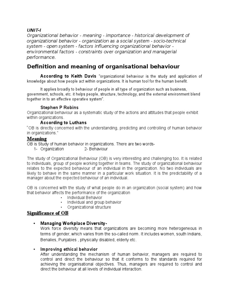 Understanding Organizational Behavior: Definitions, Significance, and ...