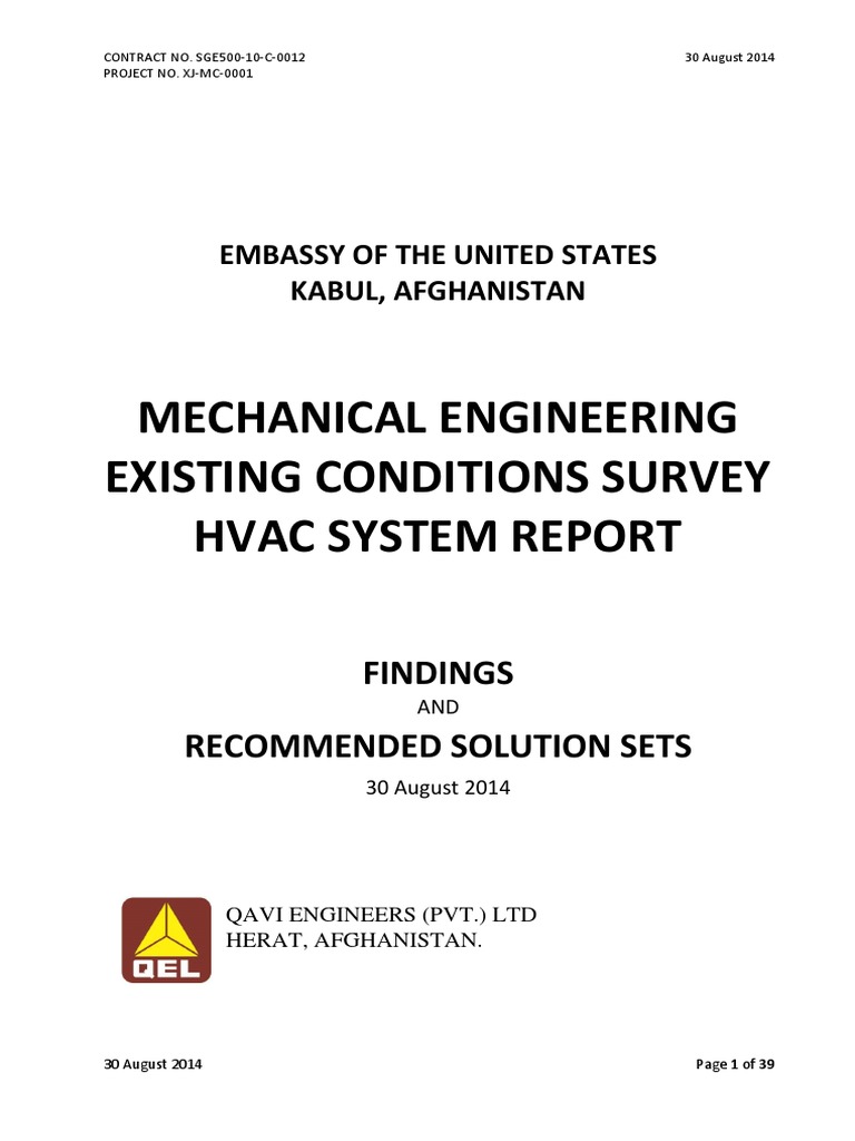 HVAC System Report for Kabul Embassy | PDF | Riyadh | Heat Exchanger