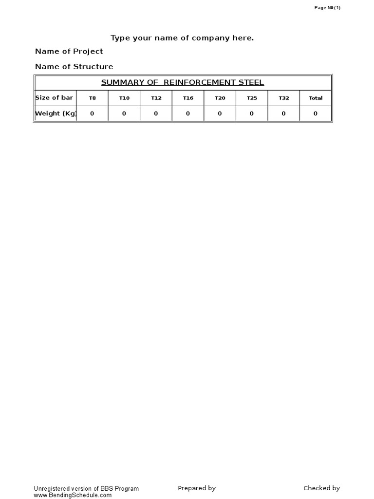 BBS Format for Steel Reinforcement | PDF | Technology & Engineering