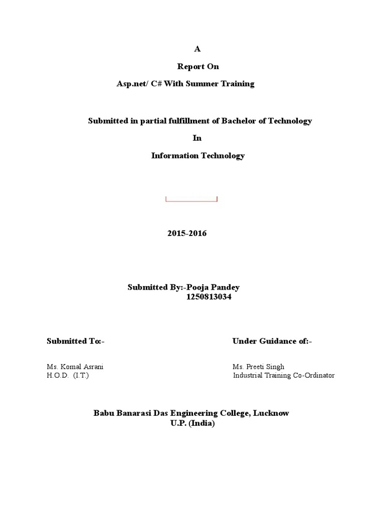 Summer Training Project | PDF | C Sharp (Programming Language) | C ...
