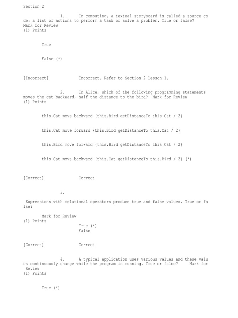 Section 2 Quiz Answers and Feedback | PDF | Inheritance (Object ...