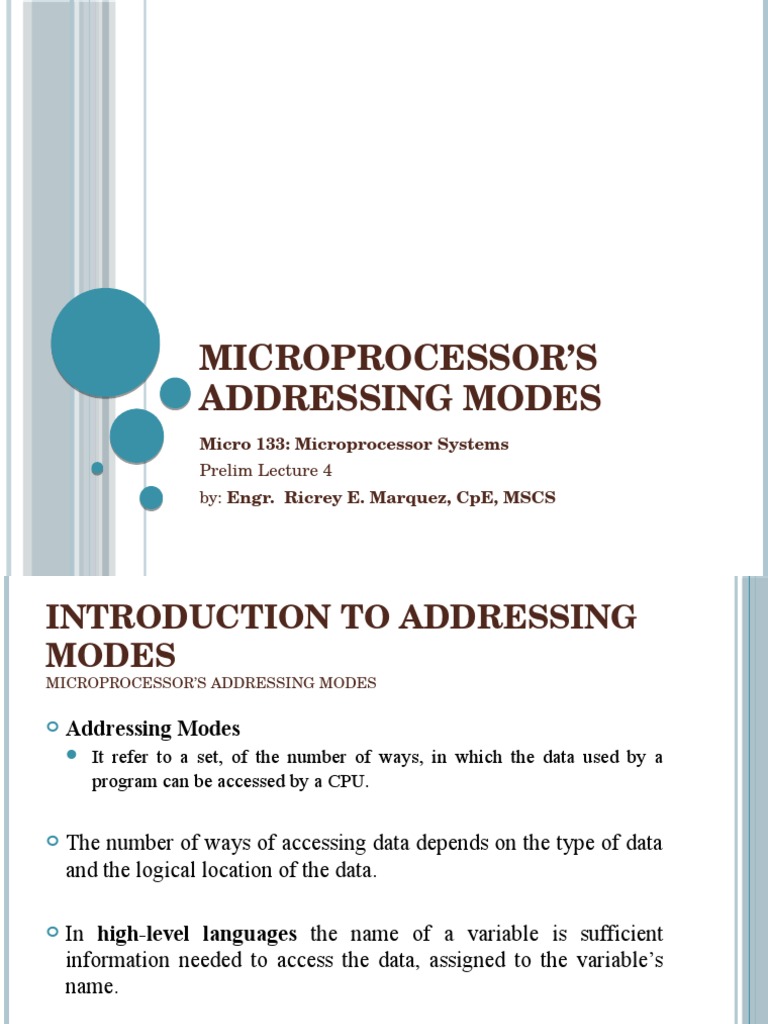 Understanding Microprocessor Addressing Modes | PDF | Instruction Set ...