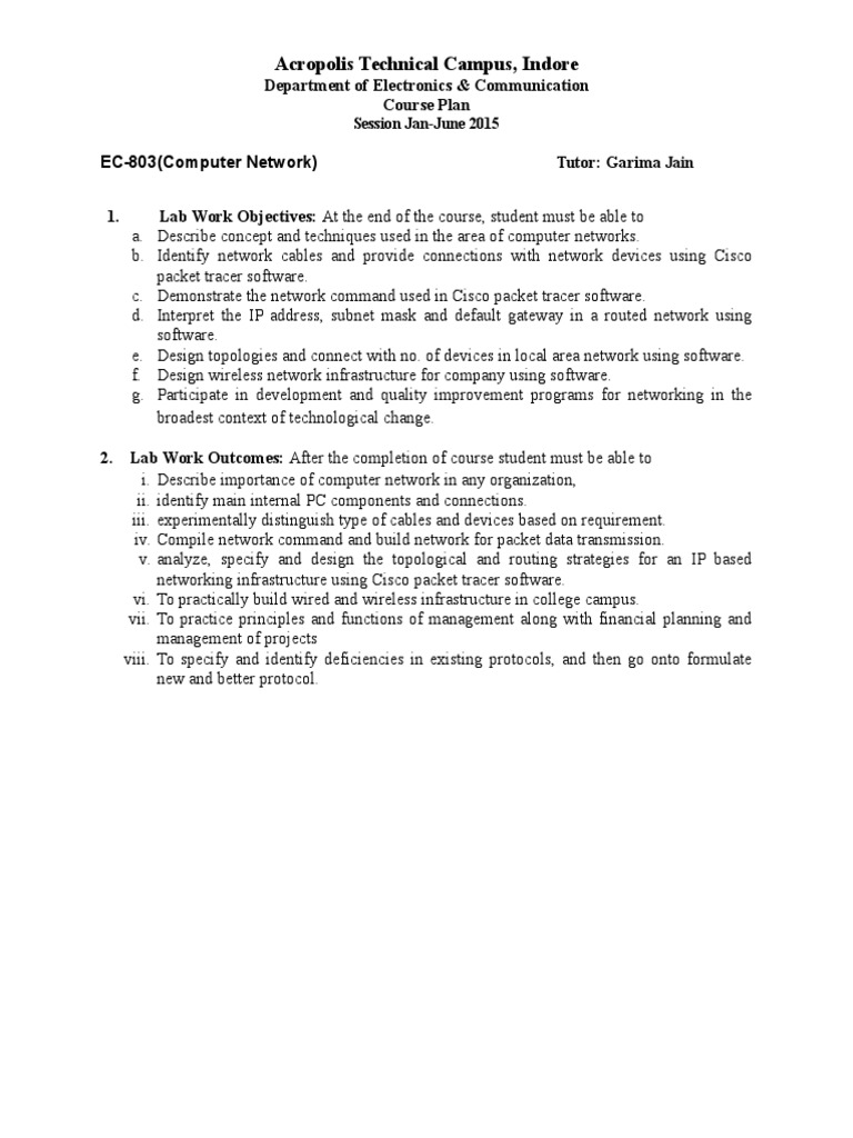Computer Networks Lab Course | PDF | Computers