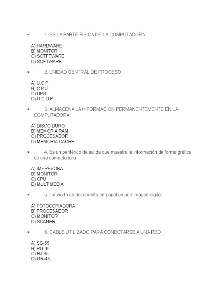 Examen de Informática Básica Senati | PDF | Software | Informática