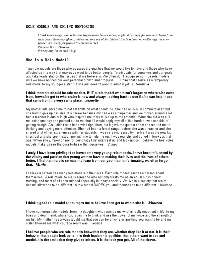 Role Models and Online Mentoring | PDF | Mentorship | Leadership