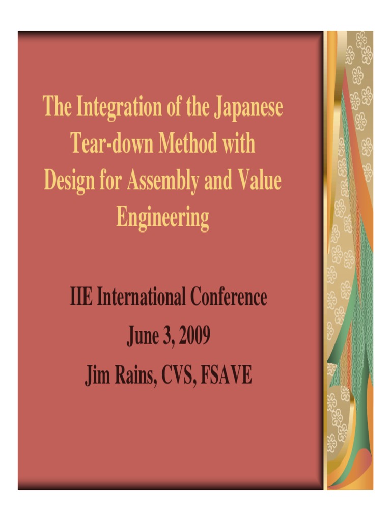 The Integration of The Japanese Tear-Down Method With Design For ...