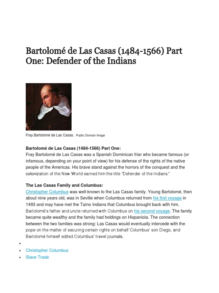 Bartolomé de Las Casas | PDF | Christopher Columbus | North America