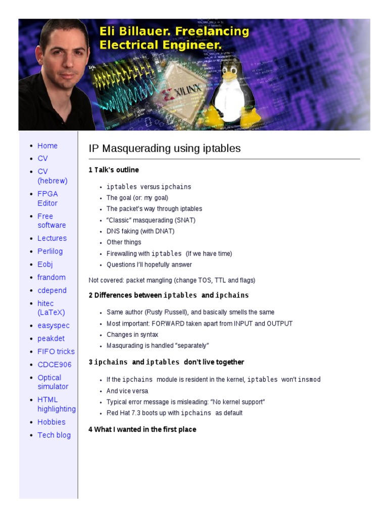 IP Masquerading (NAT) Using Iptables | PDF | Firewall (Computing ...