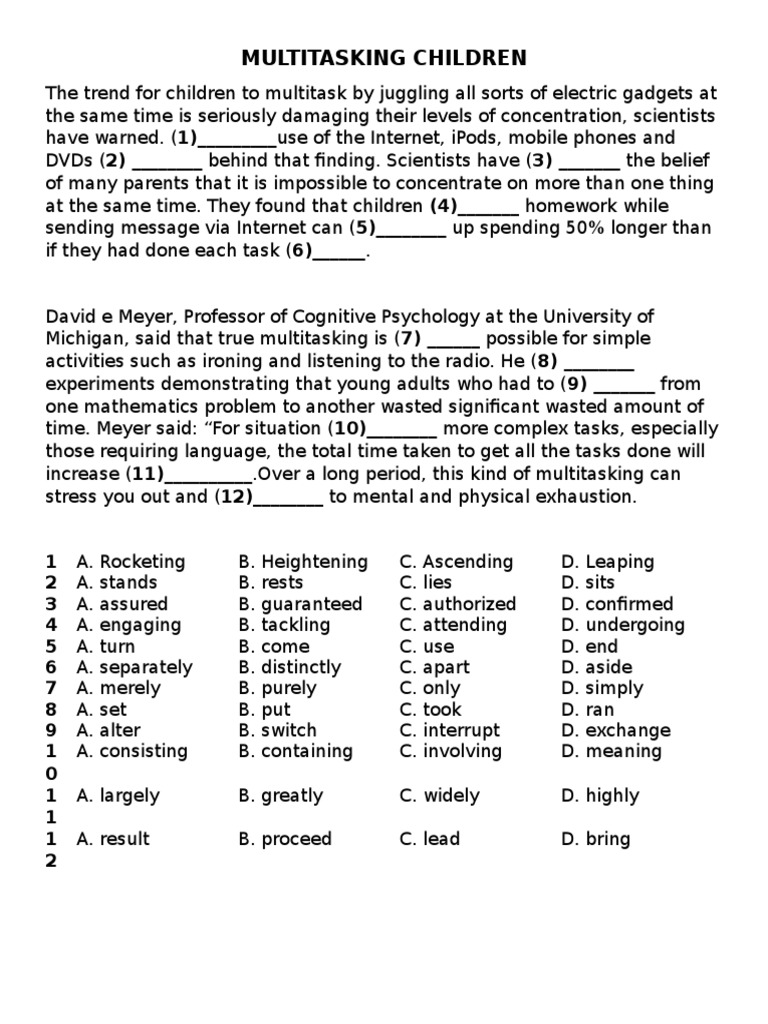 Multitasking Children Pdf Marathon Neuropsychology