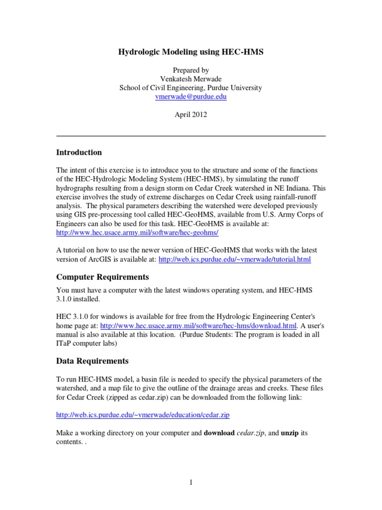 Hec Hms Tutorial | PDF | Drainage Basin | Stream
