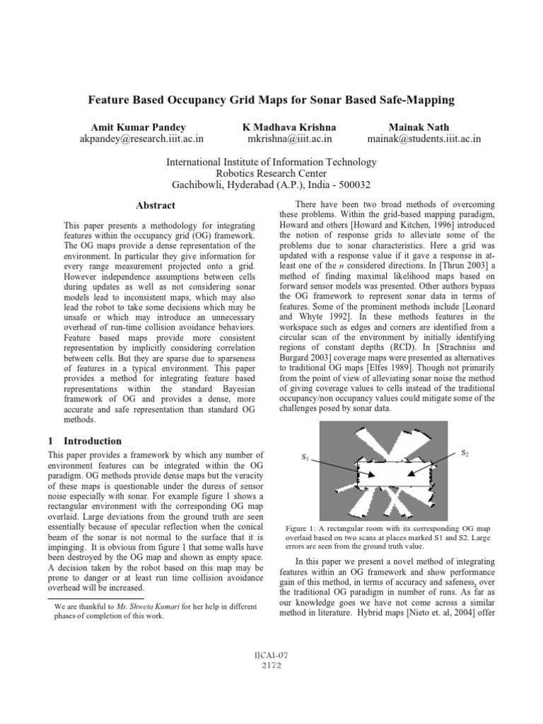 Feature Based Occupancy Grid Maps For Sonar Based Safe-Mapping | PDF | Sonar | Map
