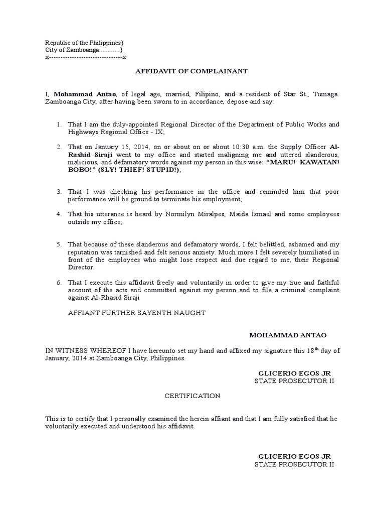 Sample of Affidavits and Counter Affidavits | PDF | Affidavit | Defamation