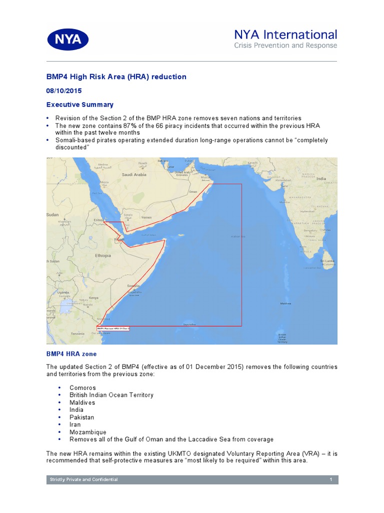 Revised BMP4 HRA Zone | PDF | Piracy Off The Coast Of Somalia | Piracy