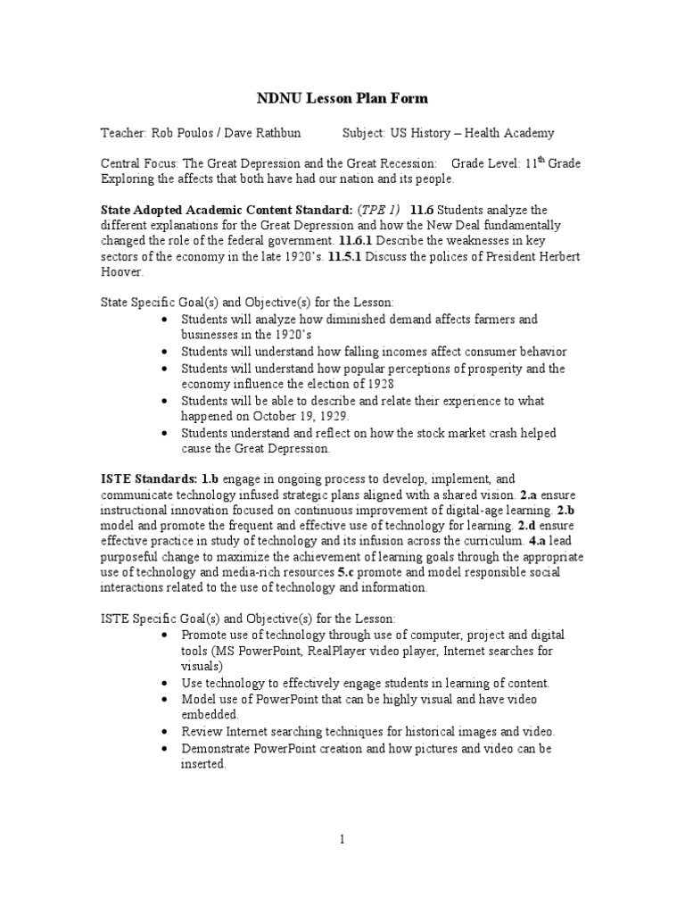 Lesson Plan Depression Tech | PDF | English As A Second Or Foreign ...