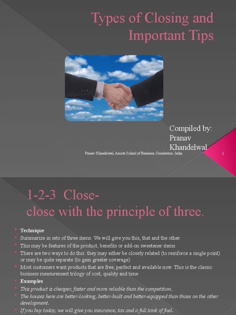 Types of Closing by Pranav | PDF | Empathy | Option (Finance)
