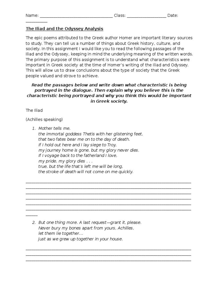 Greek Values in Homer’s Epics | PDF | Iliad | Odyssey