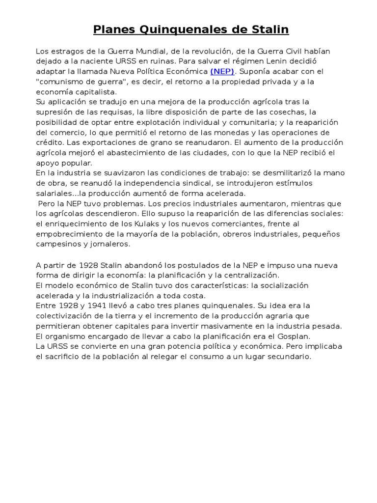 Planes Quinquenales de Stalin | Joseph Stalin | Unión Soviética