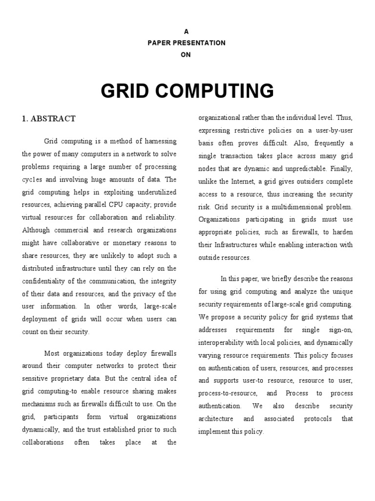 Grid Computing: 1. Abstract | PDF | Grid Computing | Scalability