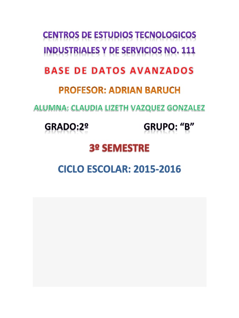 Mapa Mental Base de Datos - CETis 111 | PDF | SQL | Tabla (base de datos)