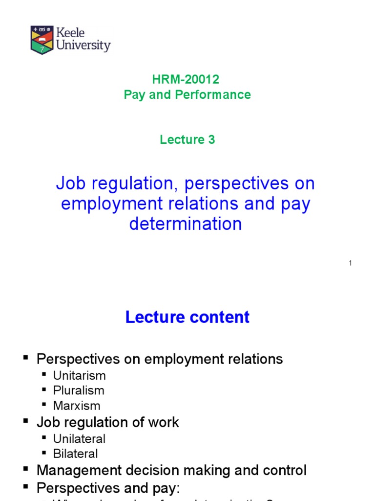 Unitarism vs Pluralism in Job Regulation | PDF | Industrial Relations ...