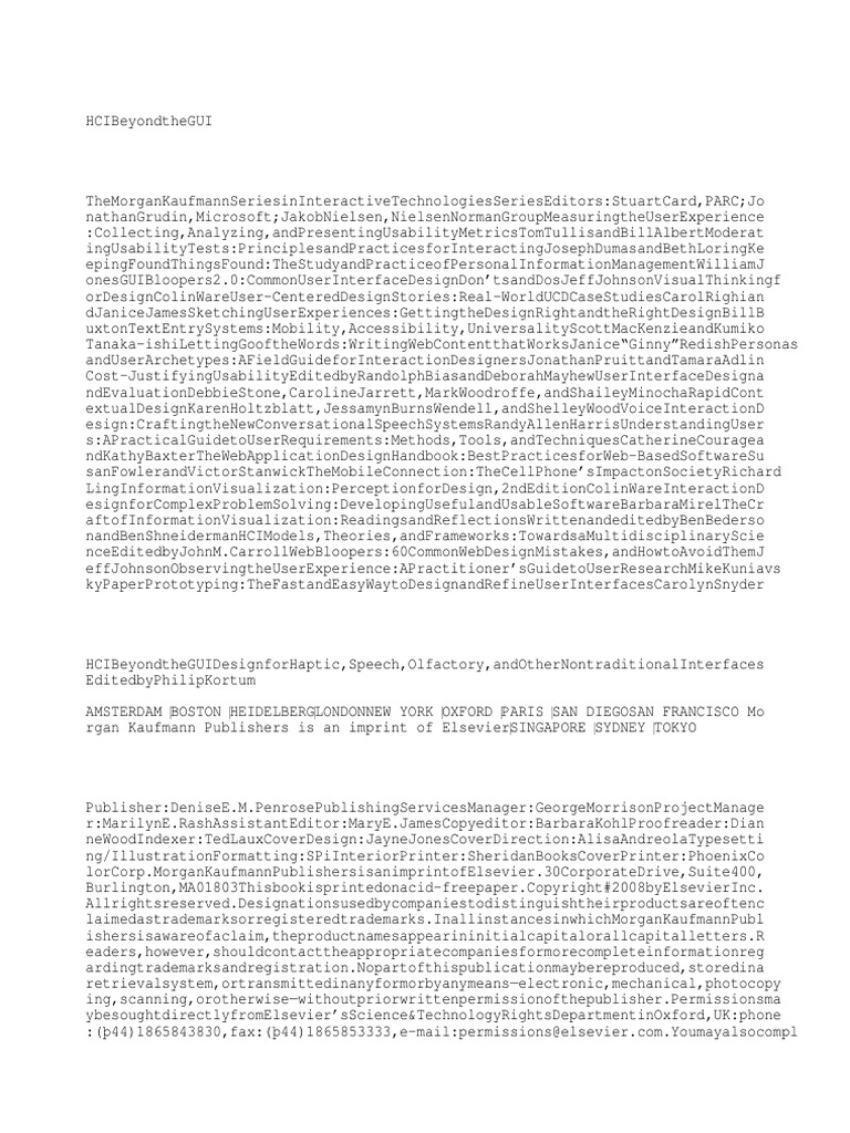 HCI Beyond The GUI Design For Haptic - Kortum | PDF