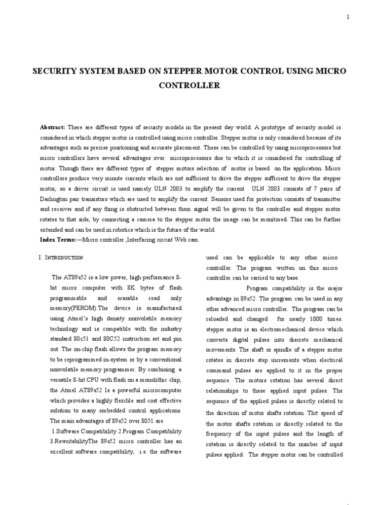 Security System Based On Stepper Motor Control Using Micro Controller