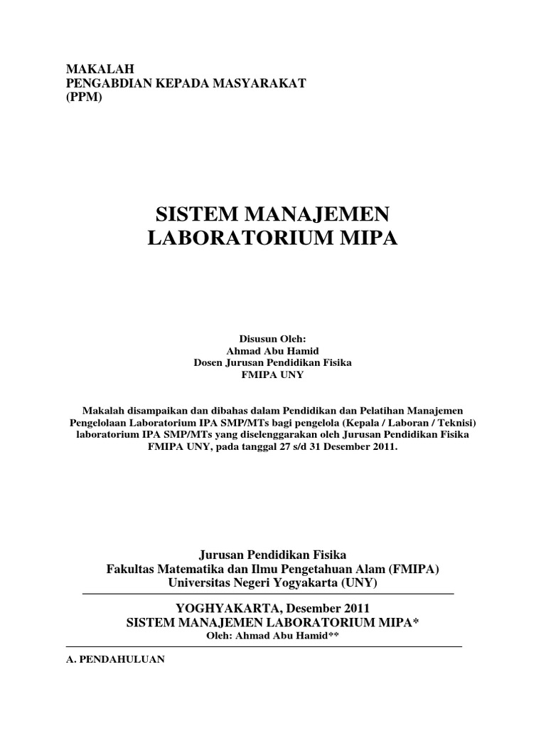 Sistem Manajemen Lab MIPA | PDF | Karier & Perkembangan