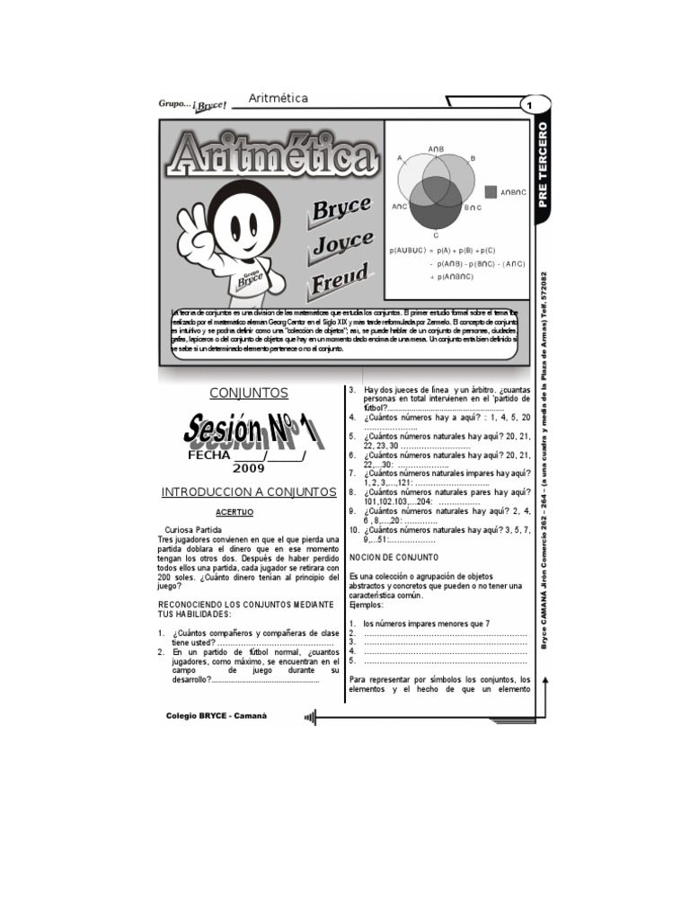 1 - Aritmetica 3RO - IIB | PDF | Conjunto (Matemáticas) | infinito