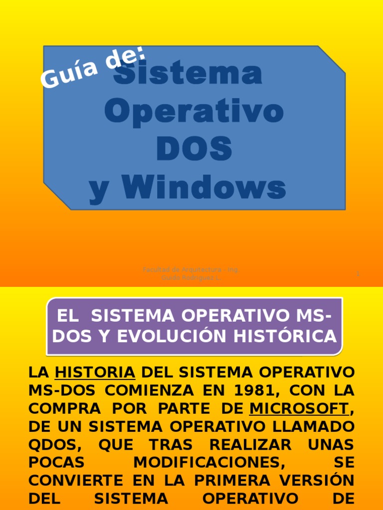 El Sistema Operativo Ms-Dos y Evolución Histórica | PDF | Archivo de ...