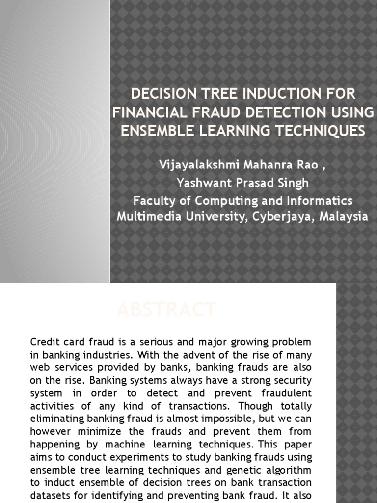Decision Tree Induction For Financial Fraud Detection Using Ensemble ...