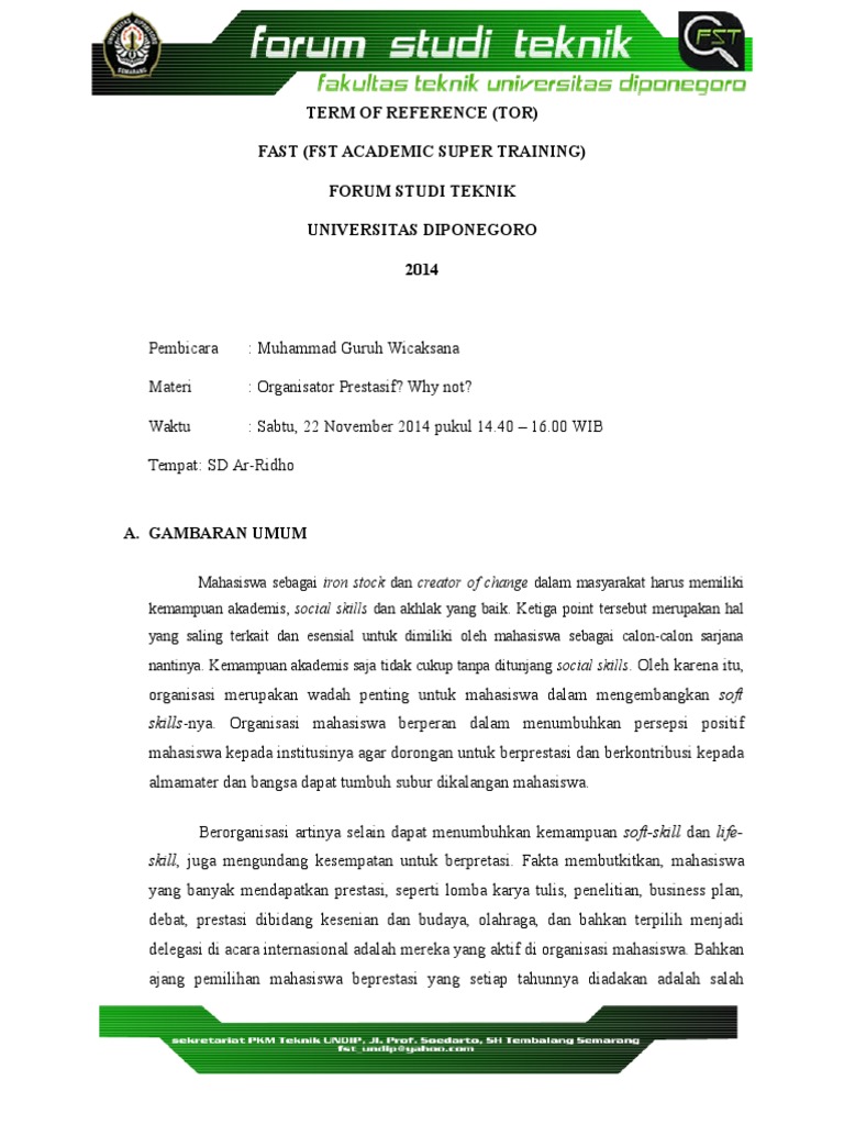 Contoh TOR Pembicara | PDF | Karier & Perkembangan | Ilmu Sosial