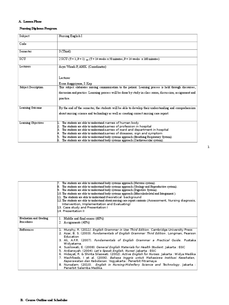 Lesson Plans | Nursing | Anatomy | Free 30-day Trial | Scribd