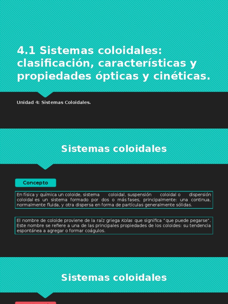 Sistemas Coloidales: Propiedades y Clasificación | PDF | Coloide | Química
