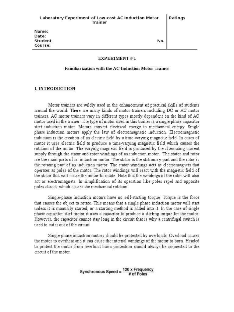 Induction Motor Experiments | PDF | Electric Motor | Physical Quantities