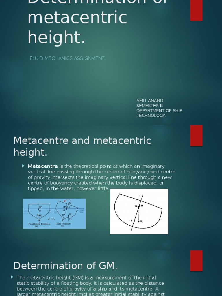 Metacentric Height in Fluid Mechanics | PDF | Fluid Mechanics | Applied ...