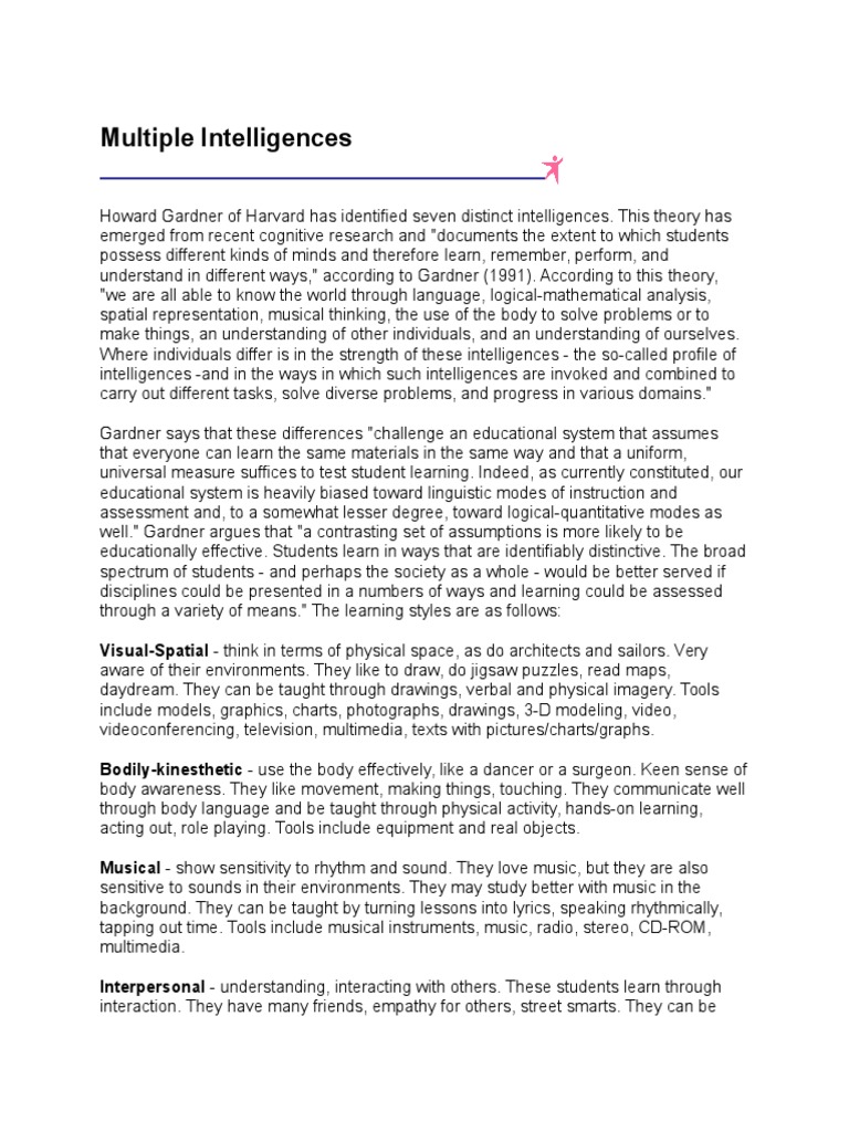 Multiple Intelligences | PDF | Learning Styles | Intelligence