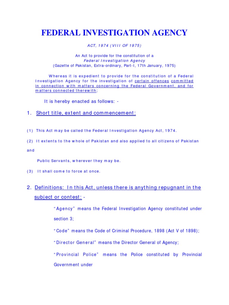 FIA Act 1974 Overview and Provisions | PDF | Federal Government Of The ...