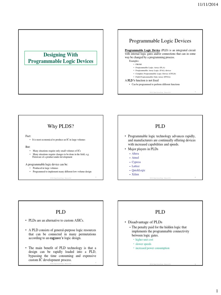 Handouts DSD 13 PLD FPGA PDF | PDF | Field Programmable Gate Array | Integrated Circuit