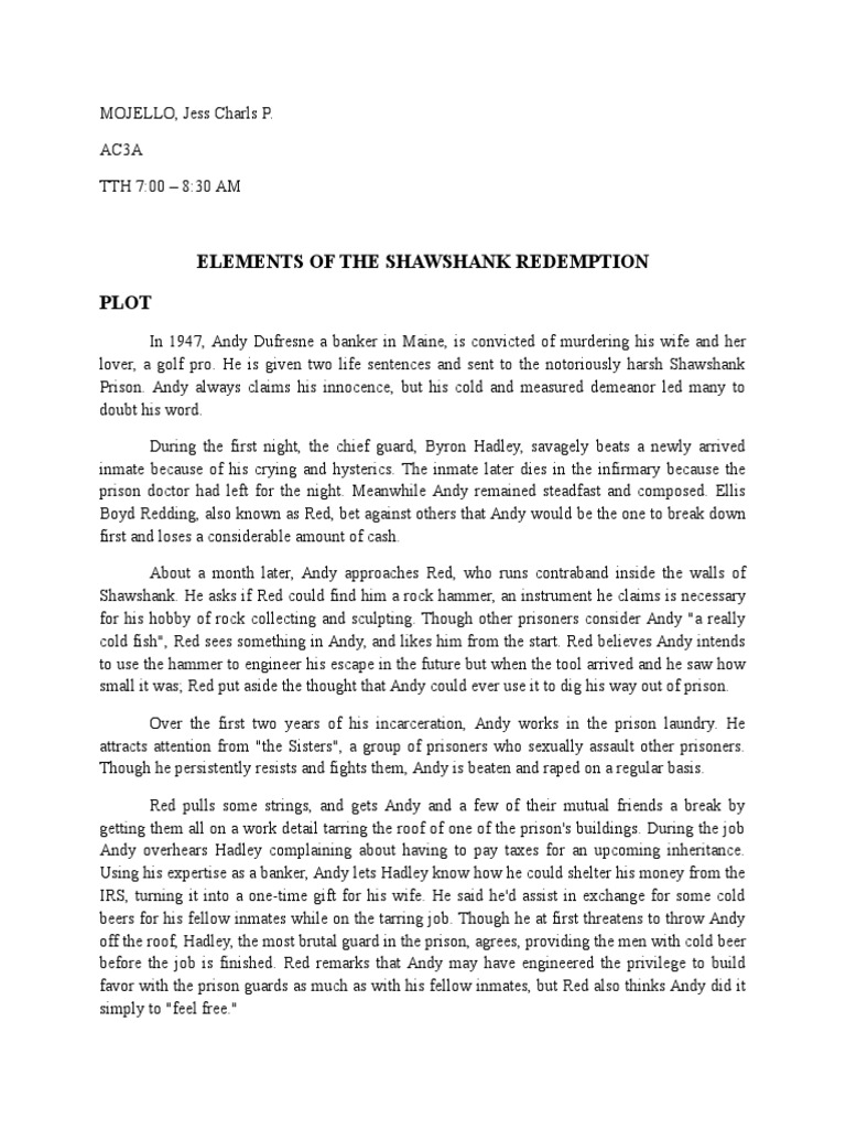Elements in Shawshank Redemption | PDF | Penology | Crime & Violence