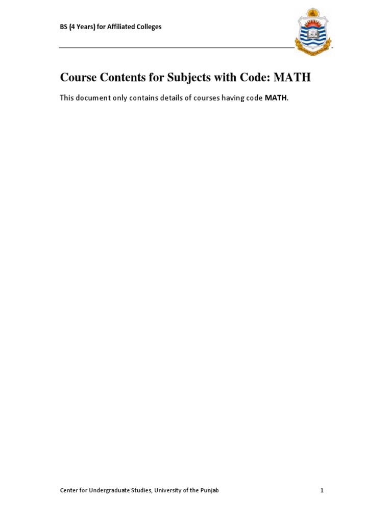Code MATH Course Details | PDF | Group (Mathematics) | Matrix (Mathematics)