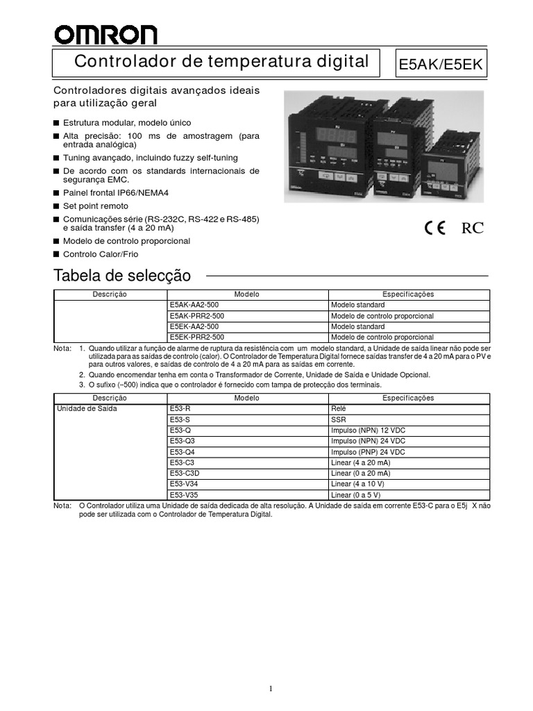 Controlador E5AK - OMRON | PDF | Tempo | Termopar