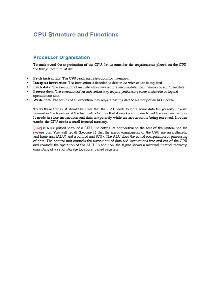CPU Structure and Functions: Processor Organization | PDF | Instruction Set | Central Processing ...