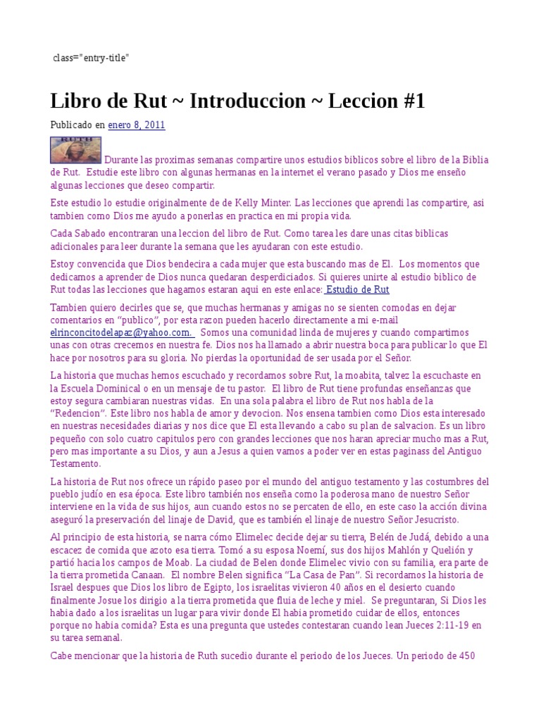 Estudios Del Libro de Rut | Libro de rut | Noemí (figura bíblica)