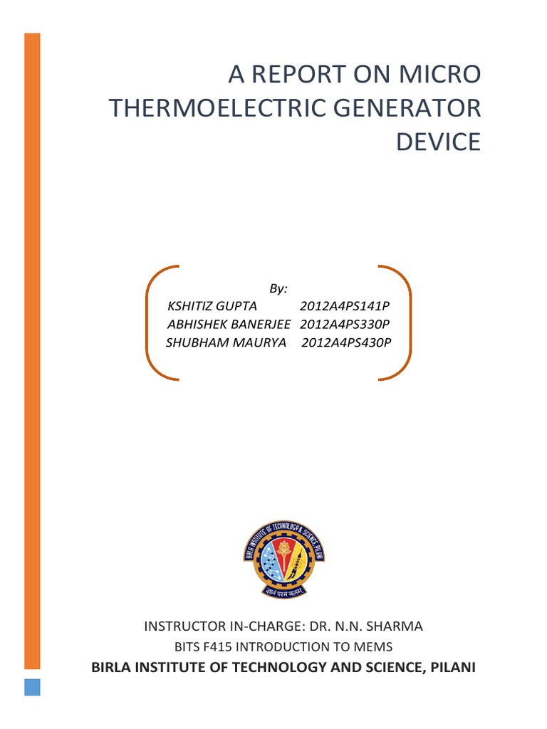 Micro Thermoelectric Generator | PDF | Continuum Mechanics | Electricity