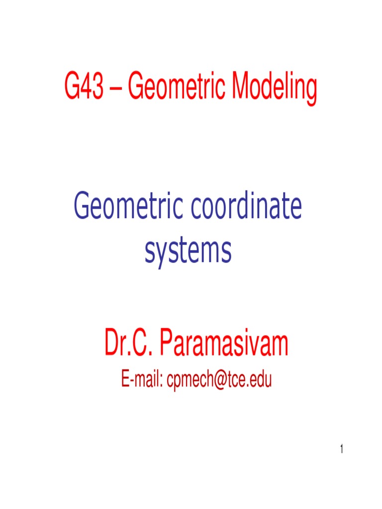 1 Geometric Coordinate Systems | PDF | Coordinate System | Differential ...