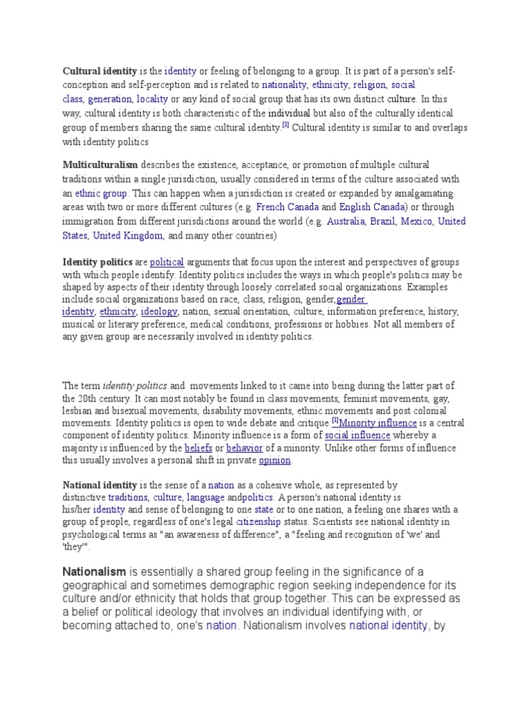 Cultural Identity Is The: Culture Individual | PDF | Identity Politics ...