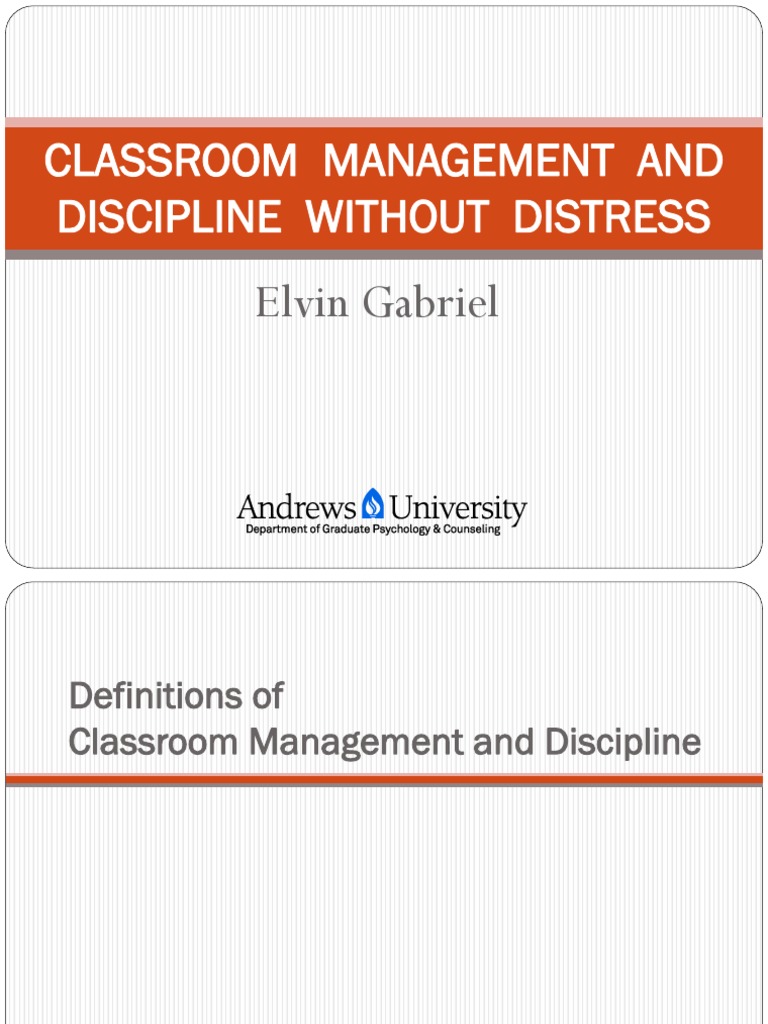 124 Classroom Management and Discipline Without Distress PDF | PDF ...