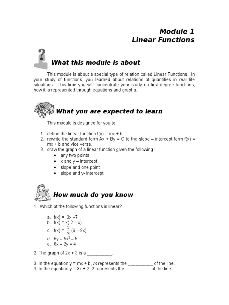 Module 1 - Linear Functions | PDF | Line (Geometry) | Algebra