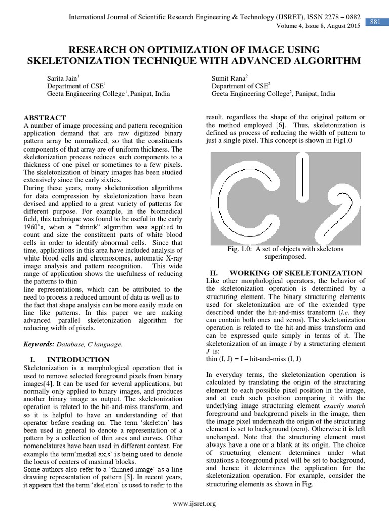 Research On Optimization of Image Using Skeletonization Technique With ...