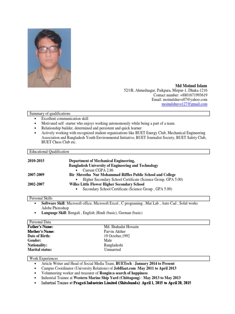 CV Writing | PDF | Bangladesh | Science